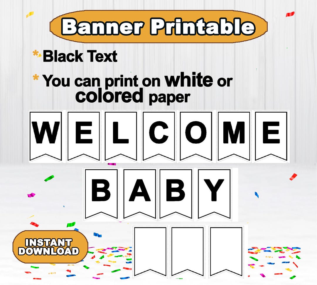 Printable Welcome Baby Banner Simple, Instant Download, Welcome Baby ...