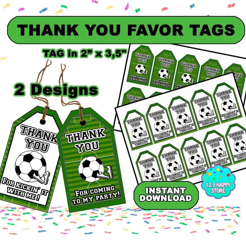 Soccer Thank You Tag - Etsy