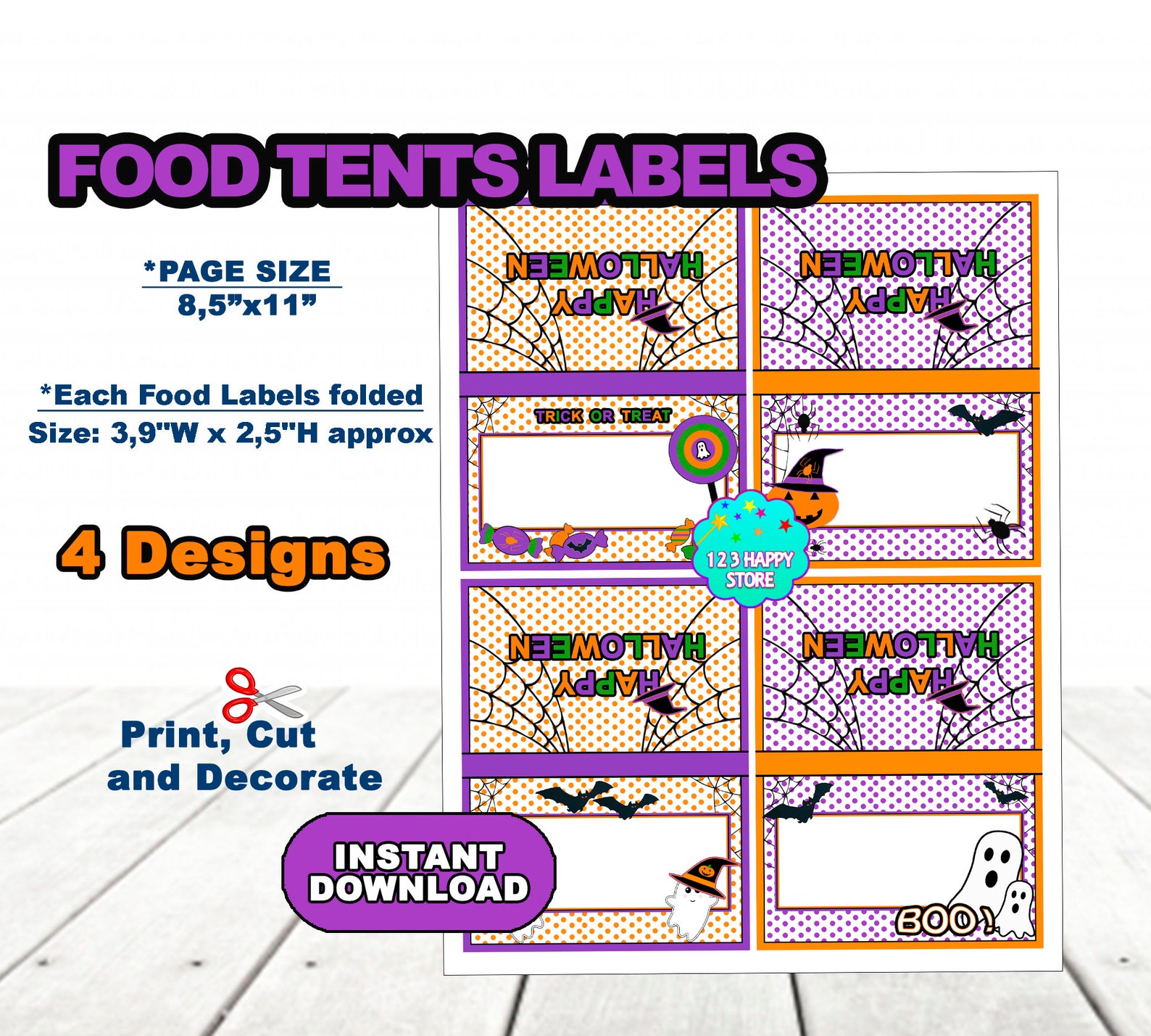 Halloween Food Labels, Instant Download, Halloween Labels Printable ...
