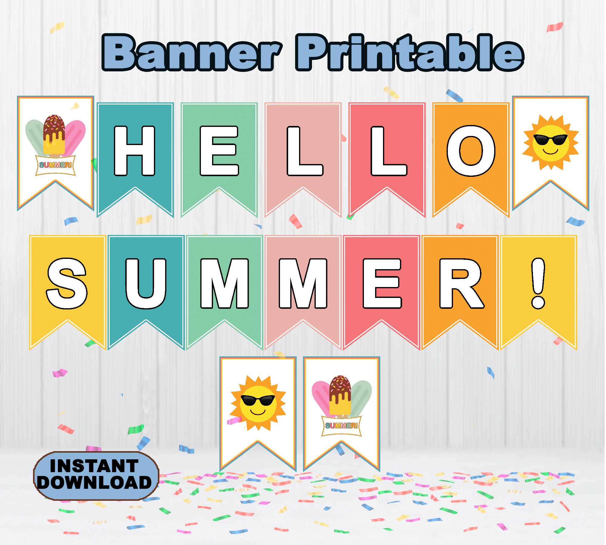 Hello Summer Banner Printable, Summer Banner, Instant Download - Etsy