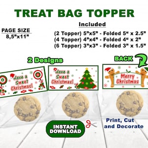 Christmas Treat Bags Topper, Christmas Candy Bag Topper, Christmas ...