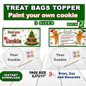 Christmas PYO Bag Topper, Paint Your Own Cookie Bag Topper, Christmas ...