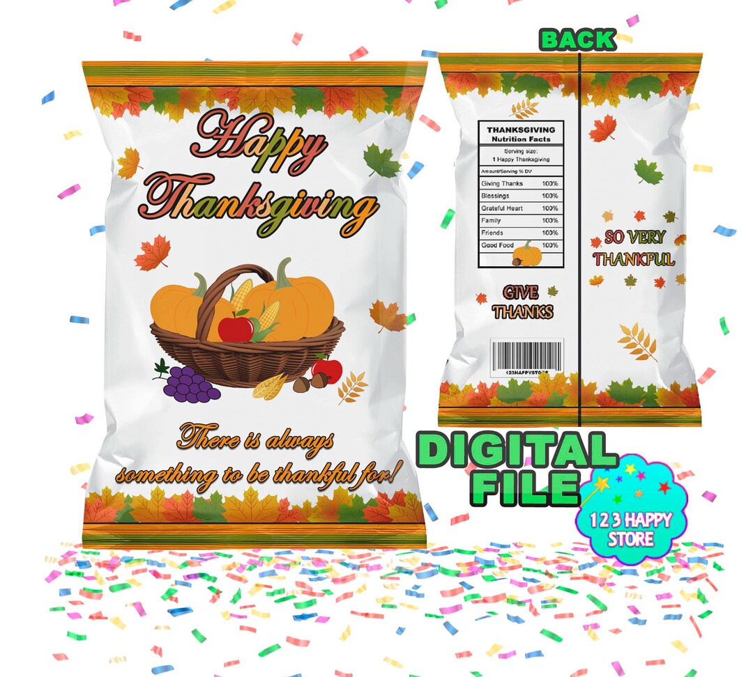 Thanksgiving Chip Bag Instant Download, Thanksgiving Candy Bags ...