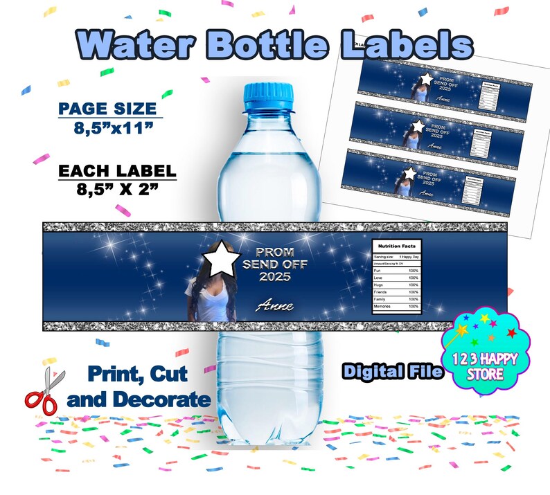 Graduation Water Bottle Label Printable, Personalized - Etsy