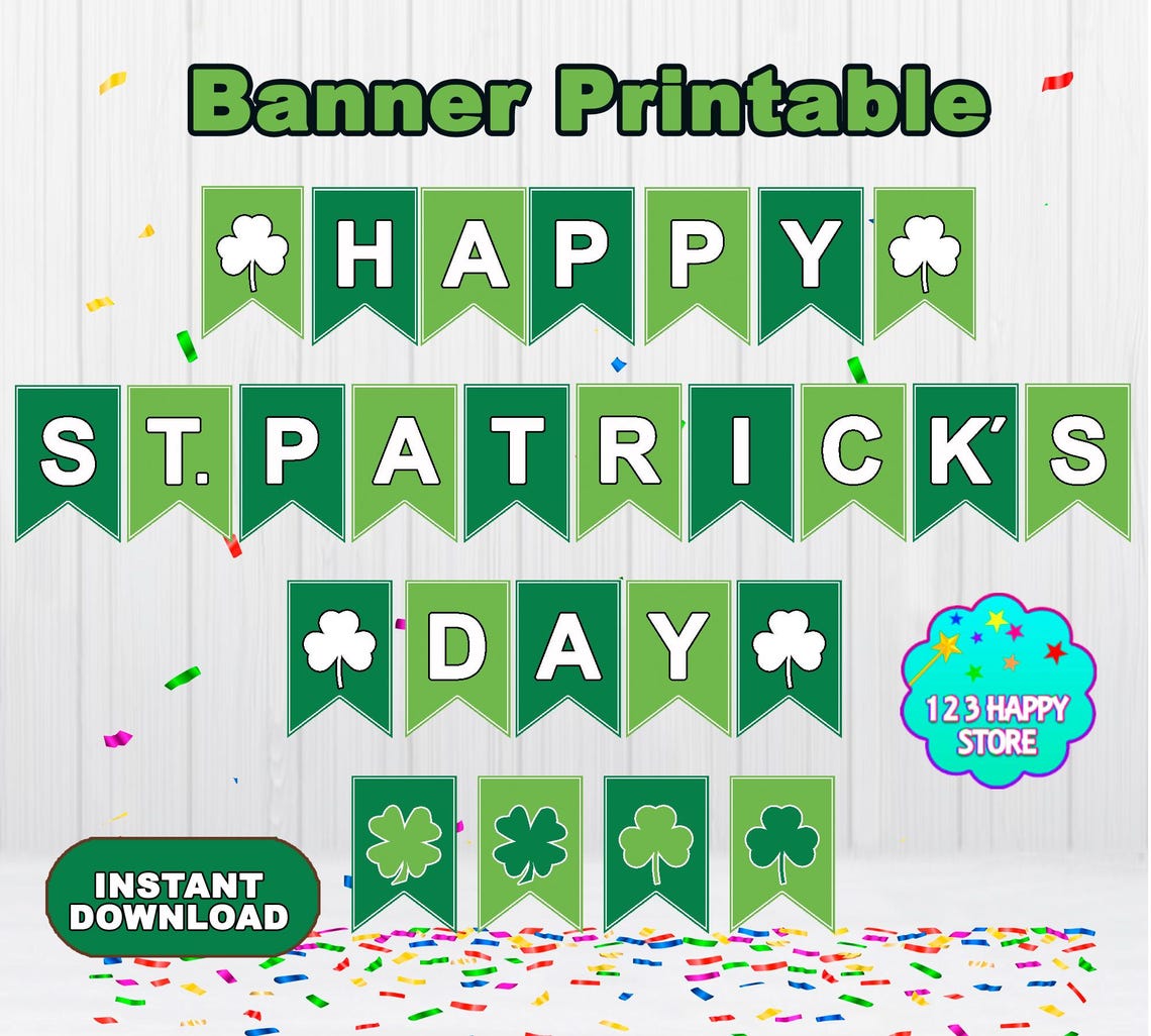 St. Patrick's Day Banner, Instant Download Happy St. Patrick's Banner ...