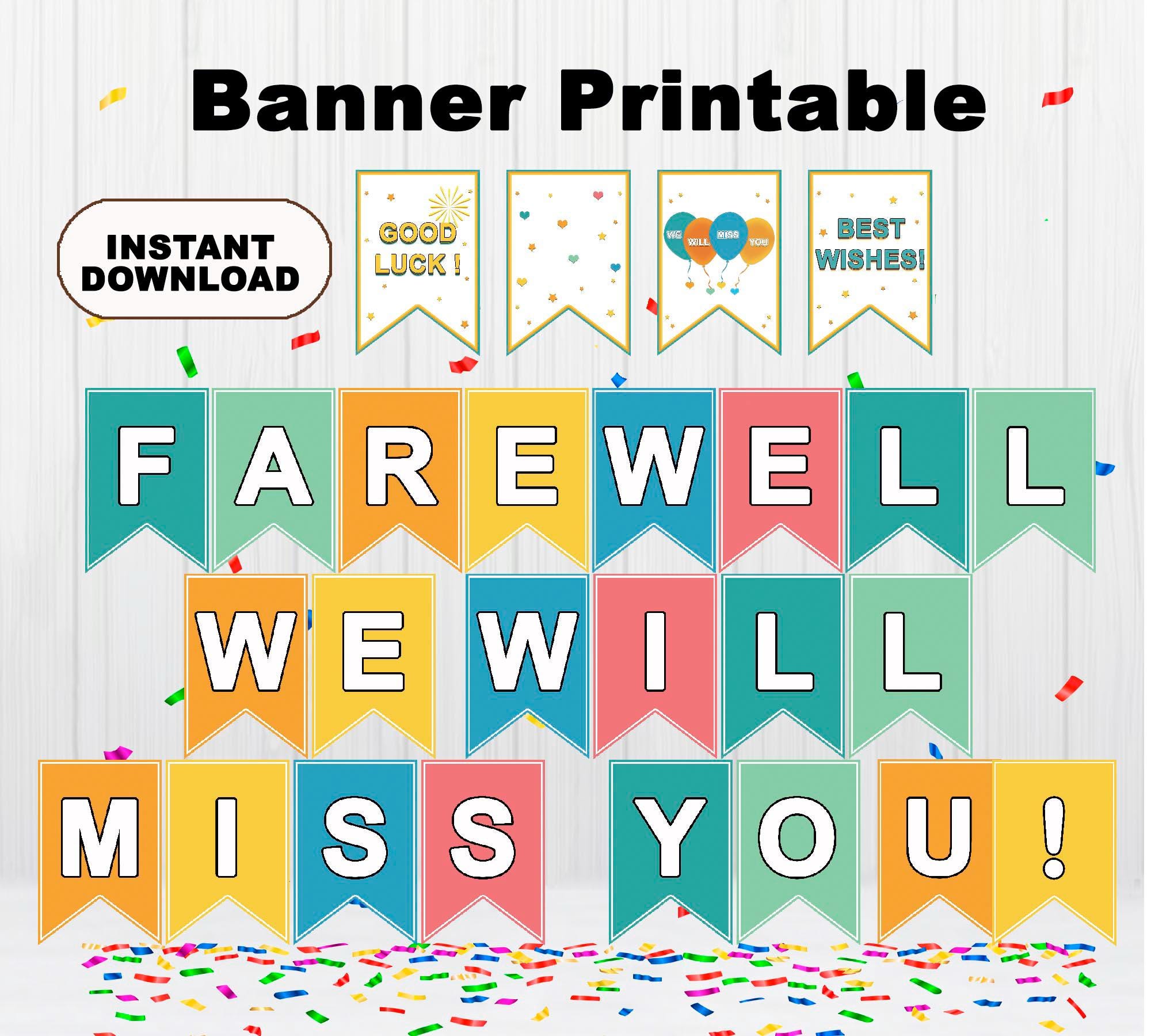 Farewell Banner Printable, We Will Miss You Banner, Printable Banner ...