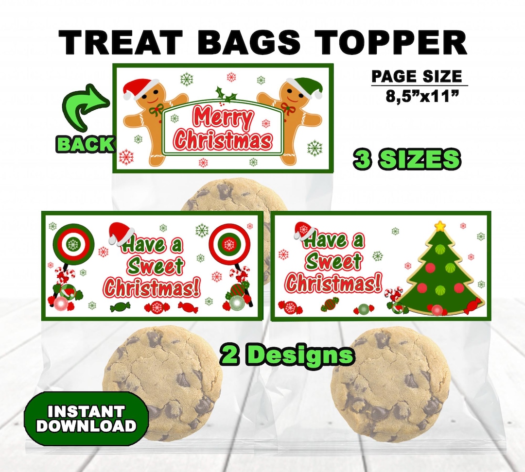 Christmas Treat Bags Topper, Christmas Candy Bag Topper, Christmas ...