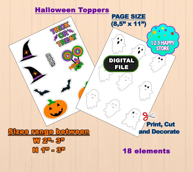 Halloween Topper Printable, Halloween Cupcake Toppers, Halloween Cake ...