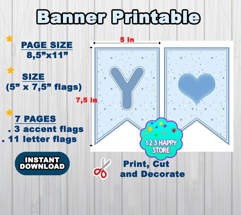 Baby Shower Banner Printable, Welcome Baby Boy Banner, Instant Download ...