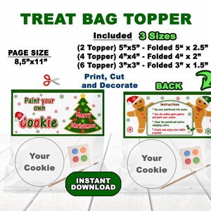 Christmas PYO Bag Topper, Paint Your Own Cookie Bag Topper, Christmas ...