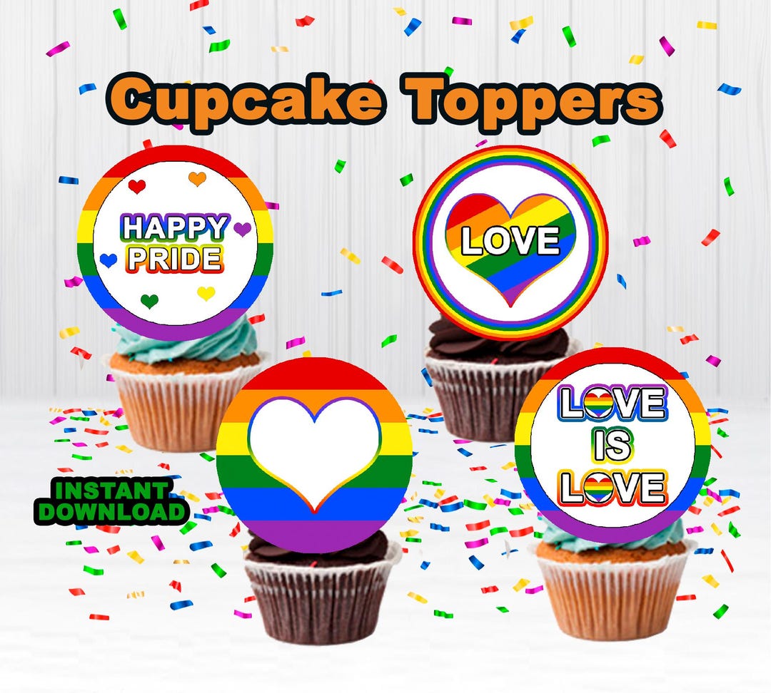 Pride Cupcake Toppers Printable - Happy Pride Month Cupcake Toppers ...