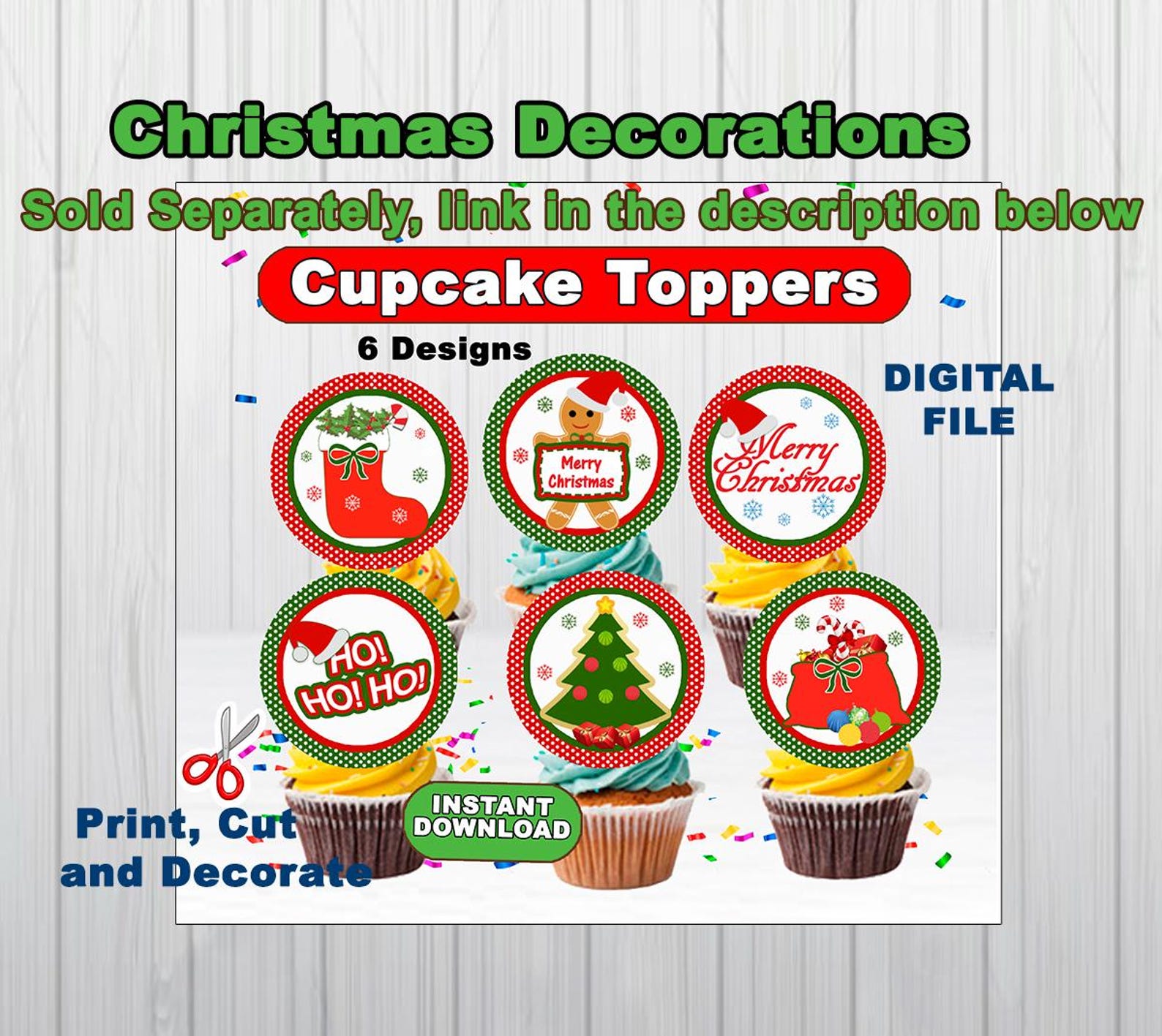 Christmas Treat Bags Topper, Christmas Candy Bag Topper, Christmas ...
