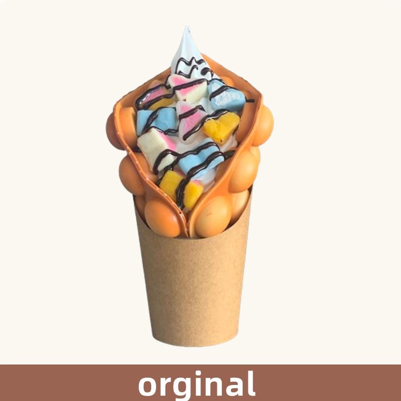 Bubble Waffle Model Display Prop Snack Street Food Truck Whipped Ice ...