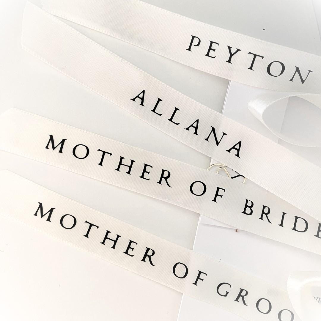 Personalized Ribbon Name Tags Custom Wedding Favors, Place Cards ...