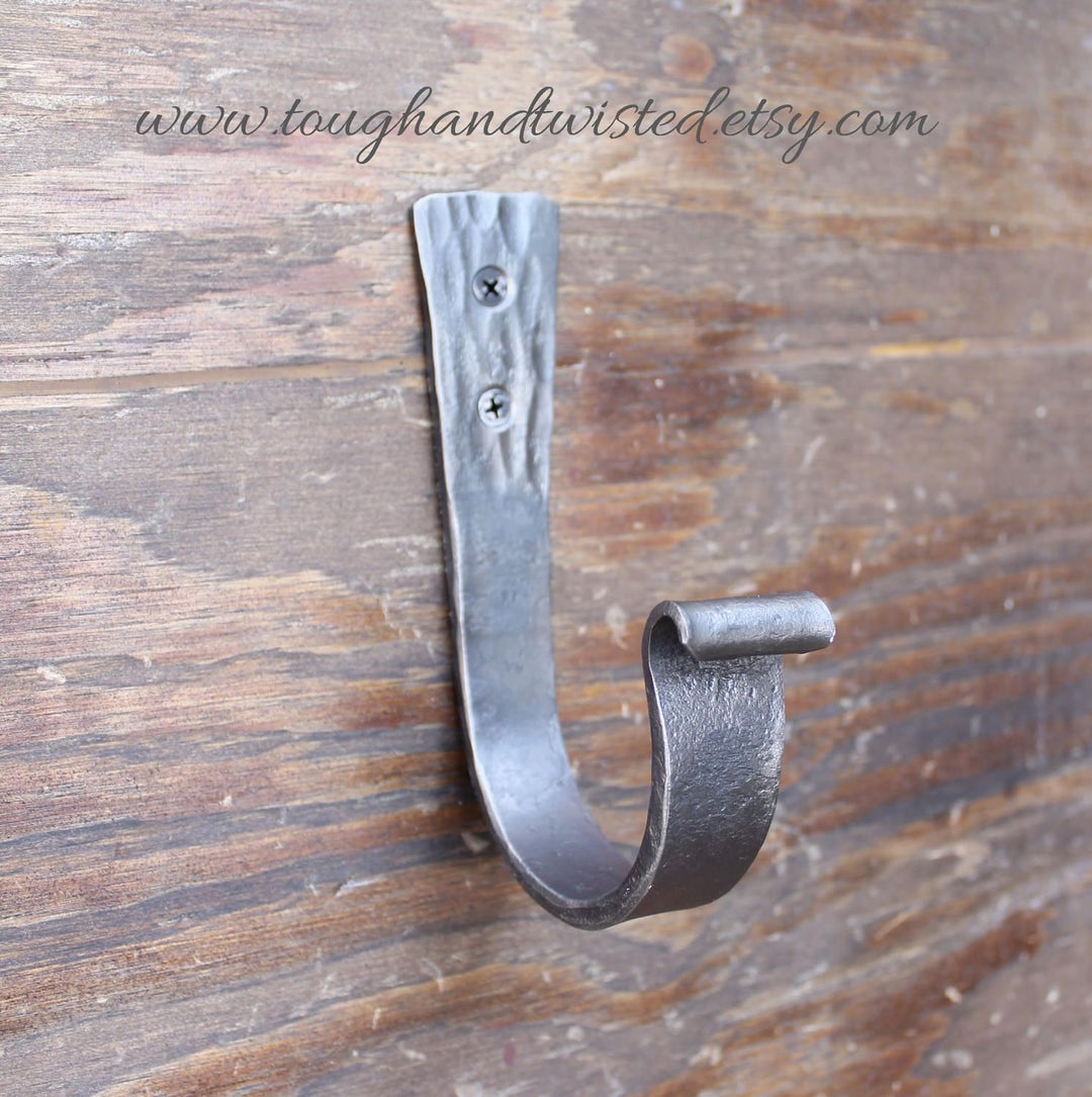 Extra Large Decorative Wall Hook, Hand Forged Black Metal Hook, Iron ...