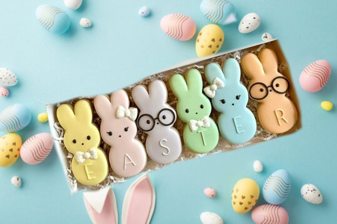 EASTER Peep Bunny Cookies 6 Count, Multi Color, Can Customize. Pre ...