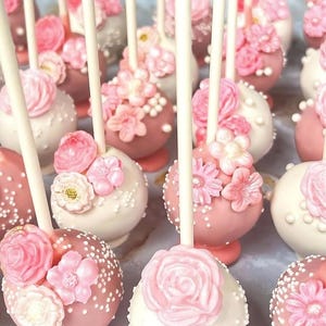 Baby in Bloom Shower Cake Pops. Can Be Blue, Pink, Purple, Yellow or ...