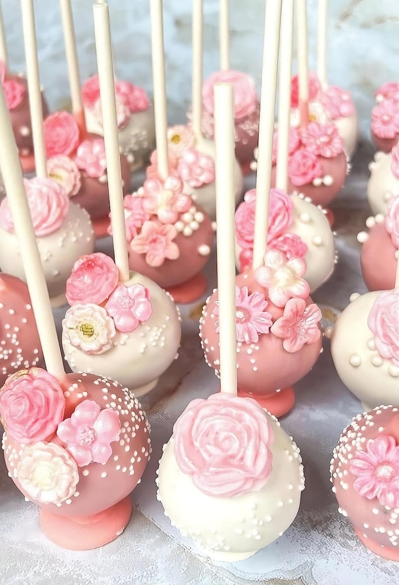 Baby in Bloom Shower Cake Pops. Can Be Blue, Pink, Purple, Yellow or ...