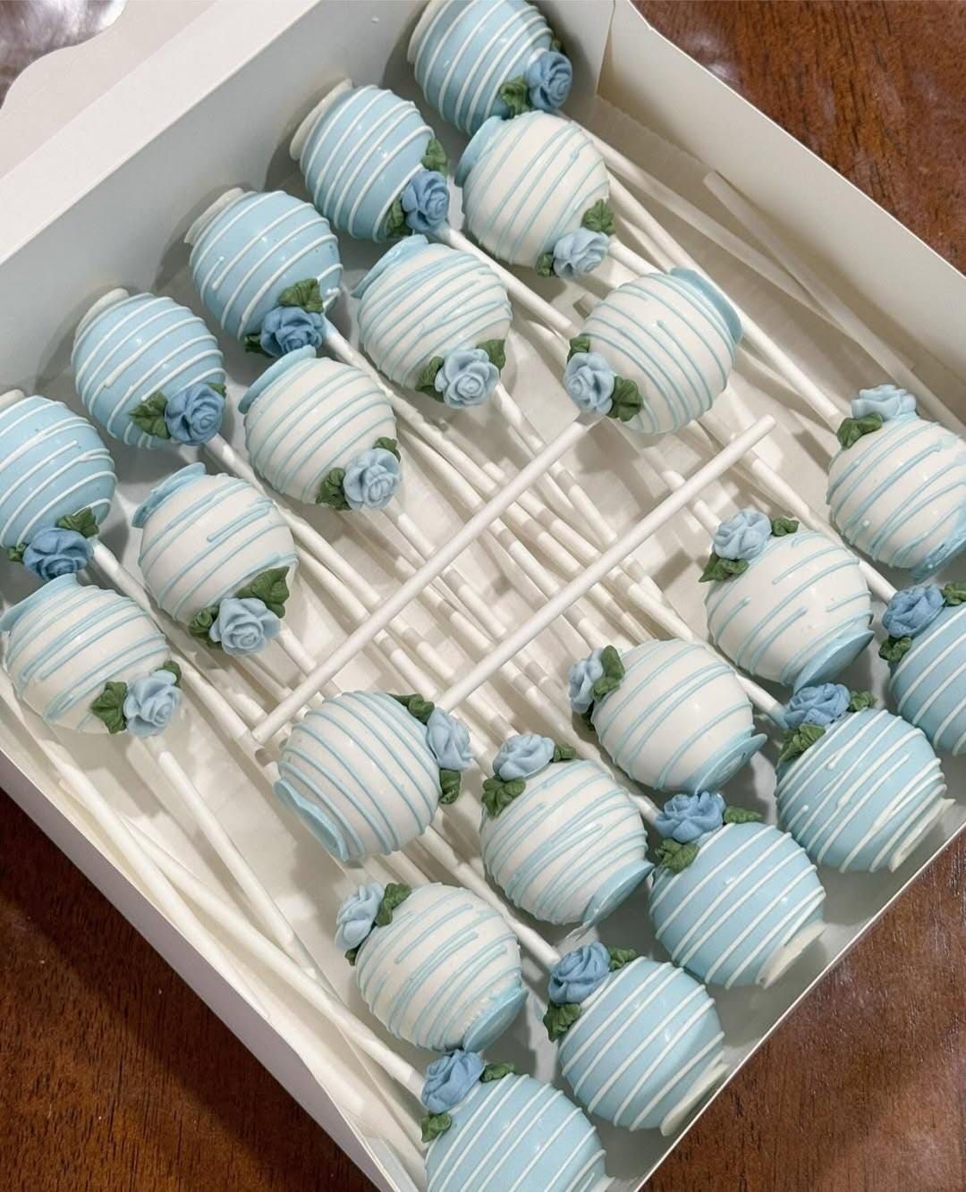 Blue Rose Chocolate Dipped Treat Package: Baby Shower Cake Pops - Etsy