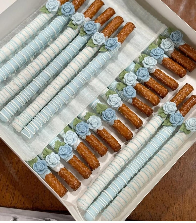 Blue Rose Chocolate Dipped Treat Package: Baby Shower Cake Pops - Etsy