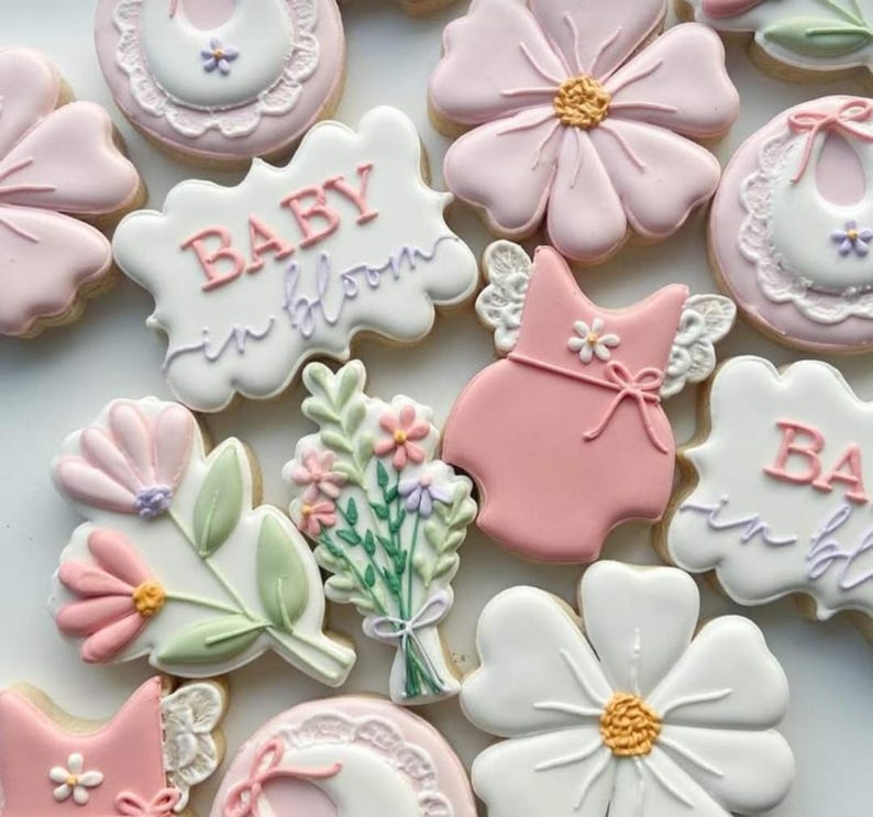 1 Dozen Baby in Bloom Cookies! Several Styles and Custom Colors - Etsy