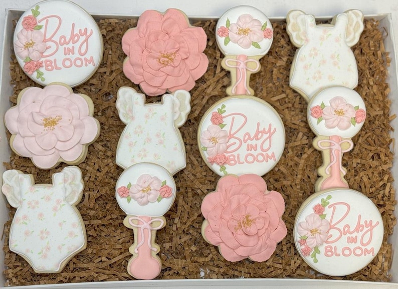 1 Dozen Baby in Bloom Cookies! Several Styles and Custom Colors - Etsy