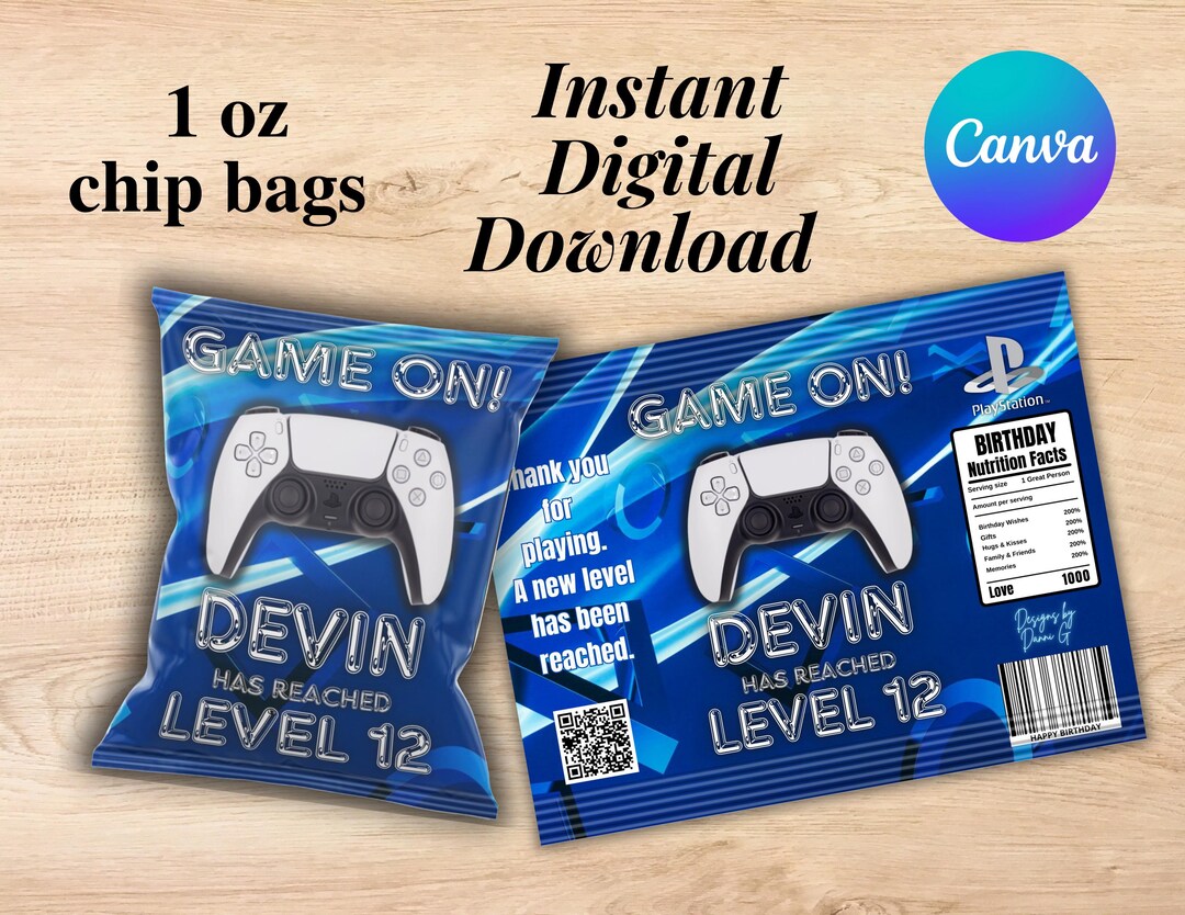 Gamer Play Station Chip Bags DIY Party Favors Printable - Etsy