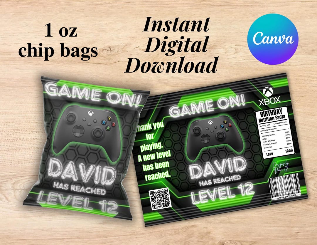 Gamer Chip Bags DIY Party Favors Printable - Etsy