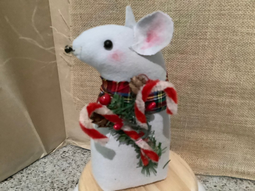 PRIMITIVE CHRISTMAS Mouse-shelf Sitter-candy Canes-farm House Decor ...