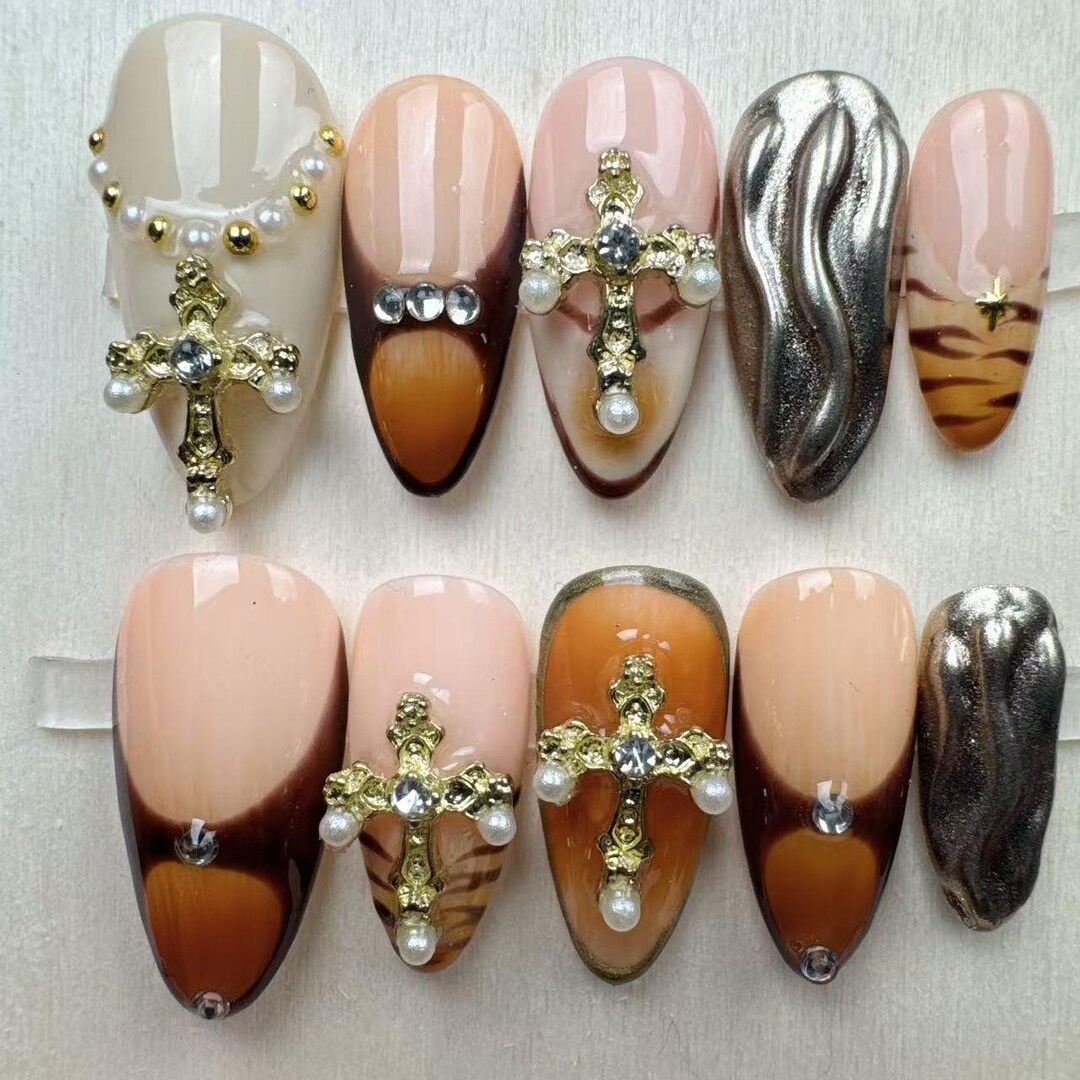 3D Cross Nail/custom Press on Nails/party Press on Nails/flakes for ...