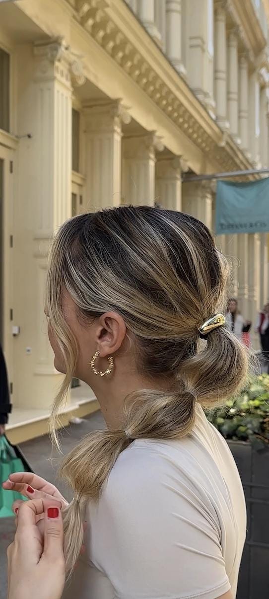 1 Piece Faux Gold Pony Hair Cuff With 6 Clear Elastic Bands to Complete ...