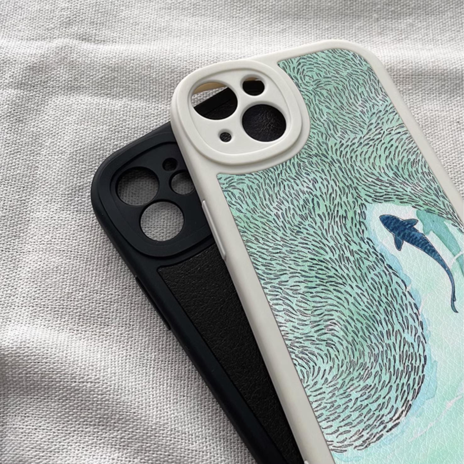 Aesthetic Shark Swimming Sea Phone Case for iPhone 16 15 14 13 12 11 ...