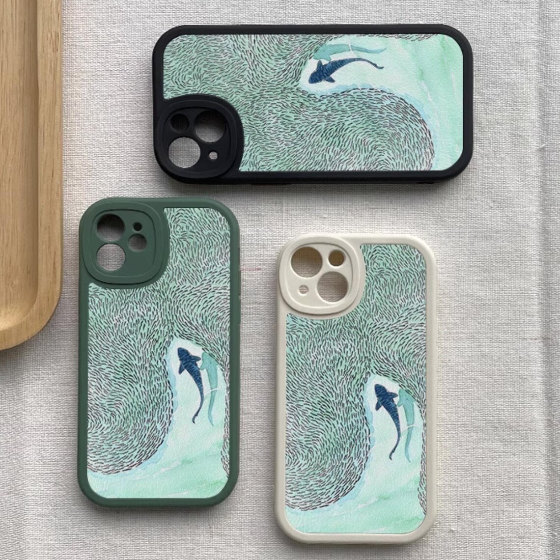 Aesthetic Shark Swimming Sea Phone Case for iPhone 16 15 14 13 12 11 ...