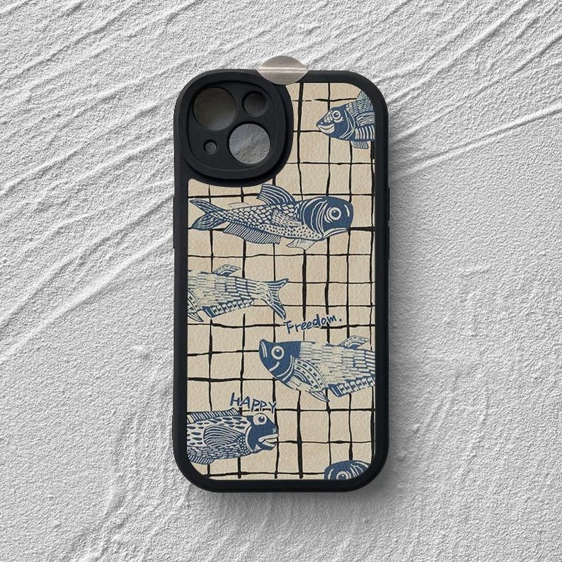Japanese Style Freedom Fish Phone Case, Unisex Unique Fisherman ...