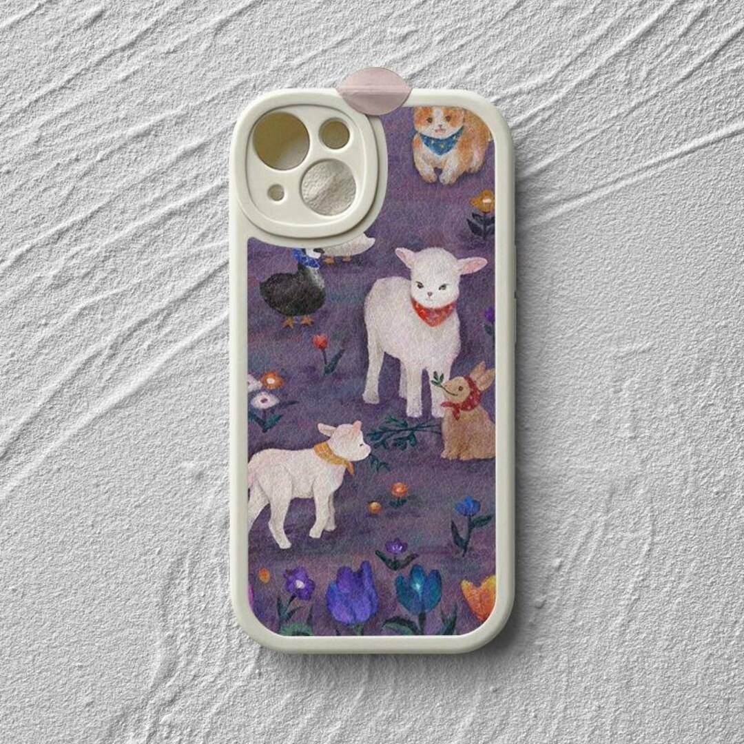 Whimsical Farm Animal iPhone Case Cute Lamb Bunny Cat Unique Pastel ...