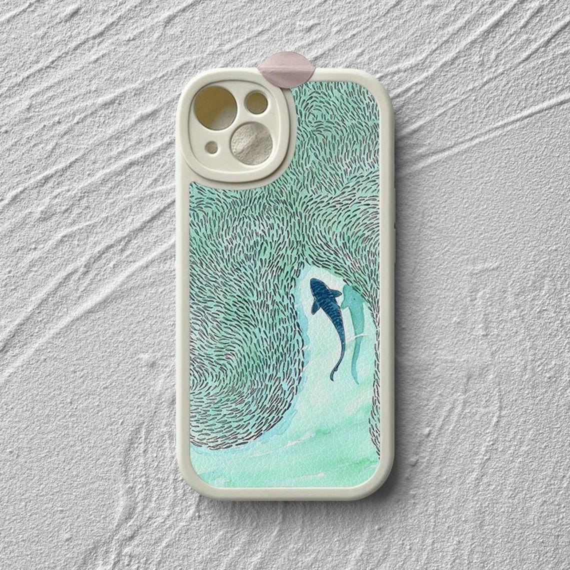 Aesthetic Shark Swimming Sea Phone Case for iPhone 16 15 14 13 12 11 ...