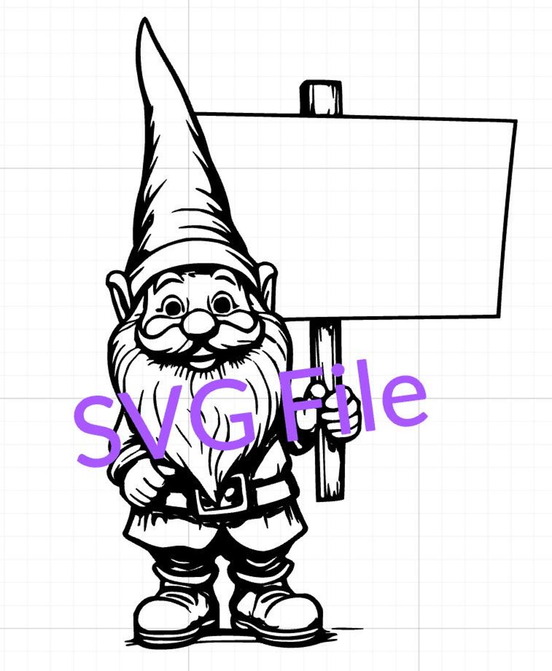 Gnome Holding Blank Sign SVG Cut File - Etsy