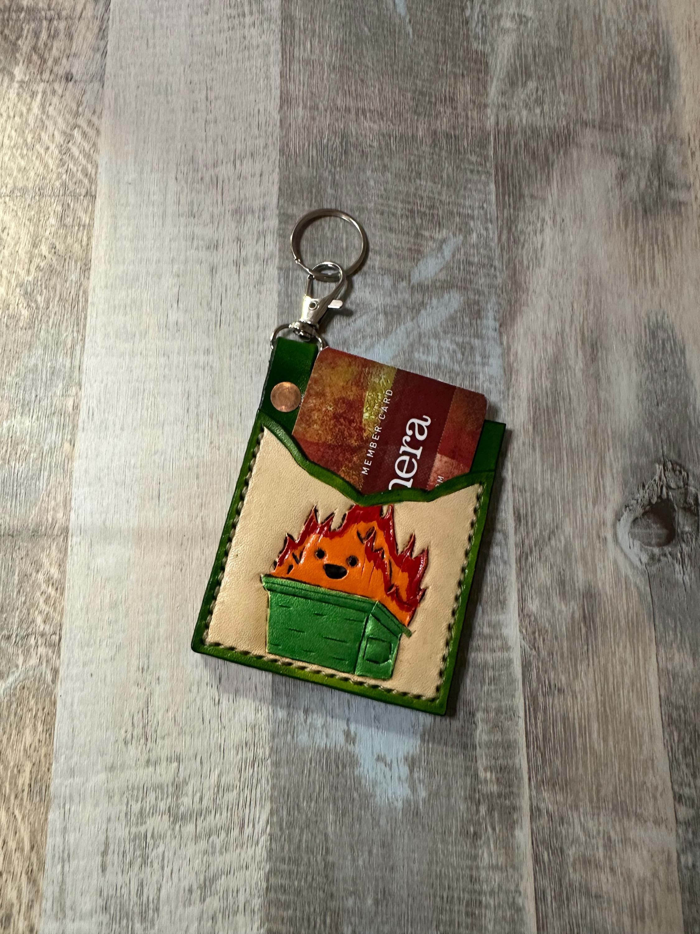 Handtooled Leather Keychain Card Holder - Etsy