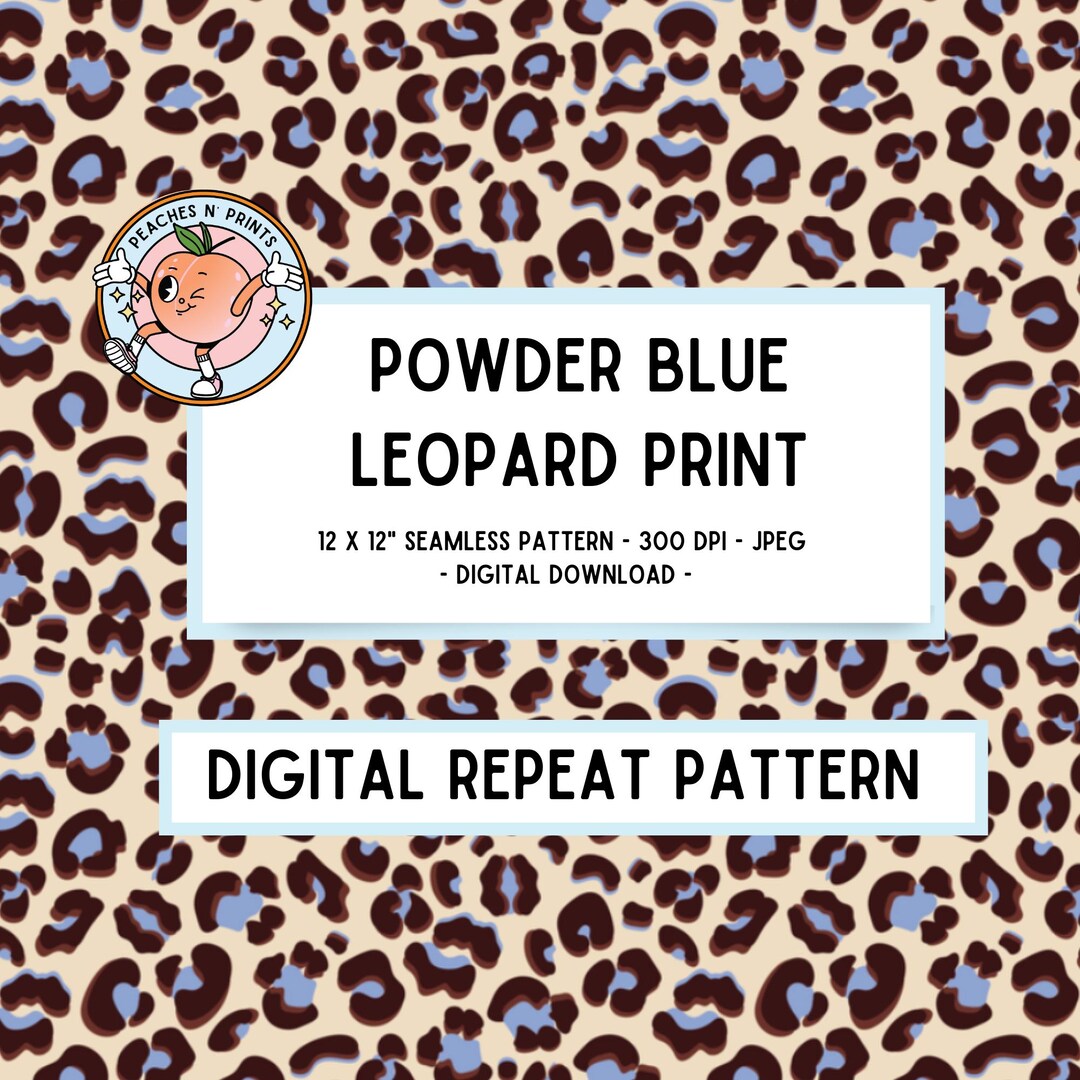 Powder Blue Leopard Seamless Pattern for Fabric Sublimation - Digital ...