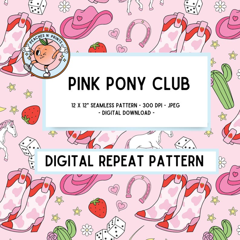 Pink Western Seamless Pattern for Fabric Sublimation - Digital Pink ...