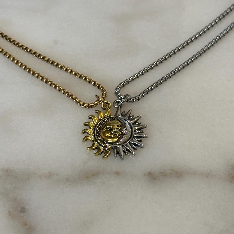 Sun and Moon Matching Necklace - Etsy