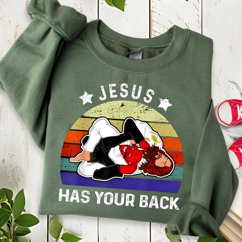 Jiu Jitsu Jesus Has Your Back Funny Christian Gift T-shirt, Bjj Tee ...
