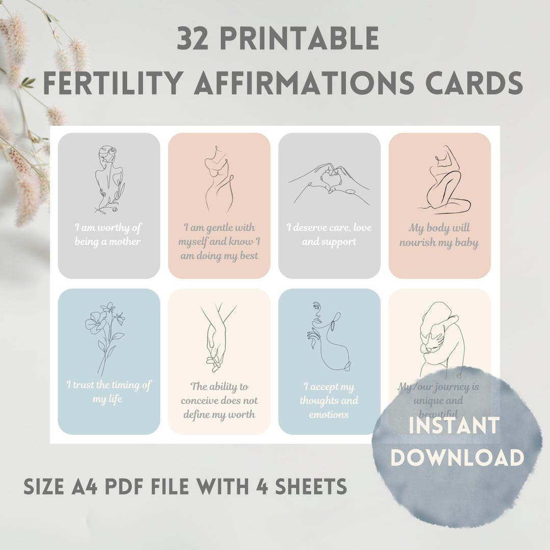 32 Positive Fertility Wellness Cards for IVF Support and Emotional ...