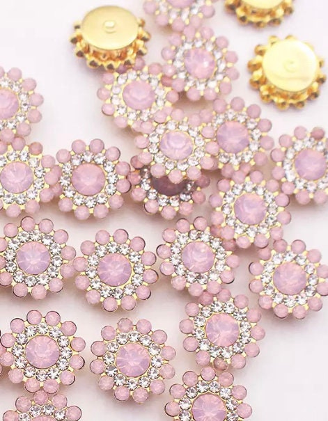 Opal Blue Crystal Daisy Flower Charms Sew on Glue on Jewelry Making ...