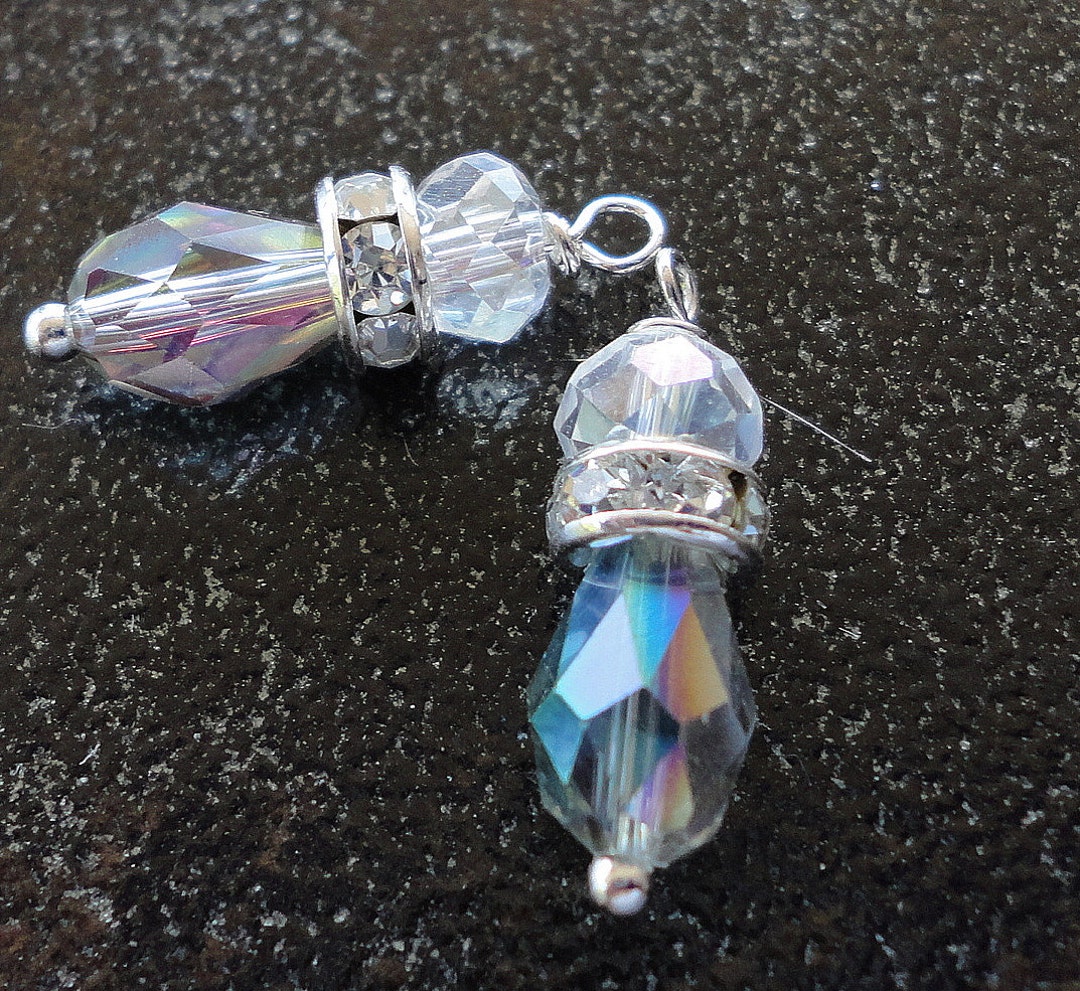 Crystal Drop Beads Pendant Dangles Clear AB Rhinestone Rondelle - Etsy