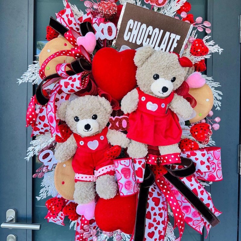 Bear Valentine Day Wreath - Etsy