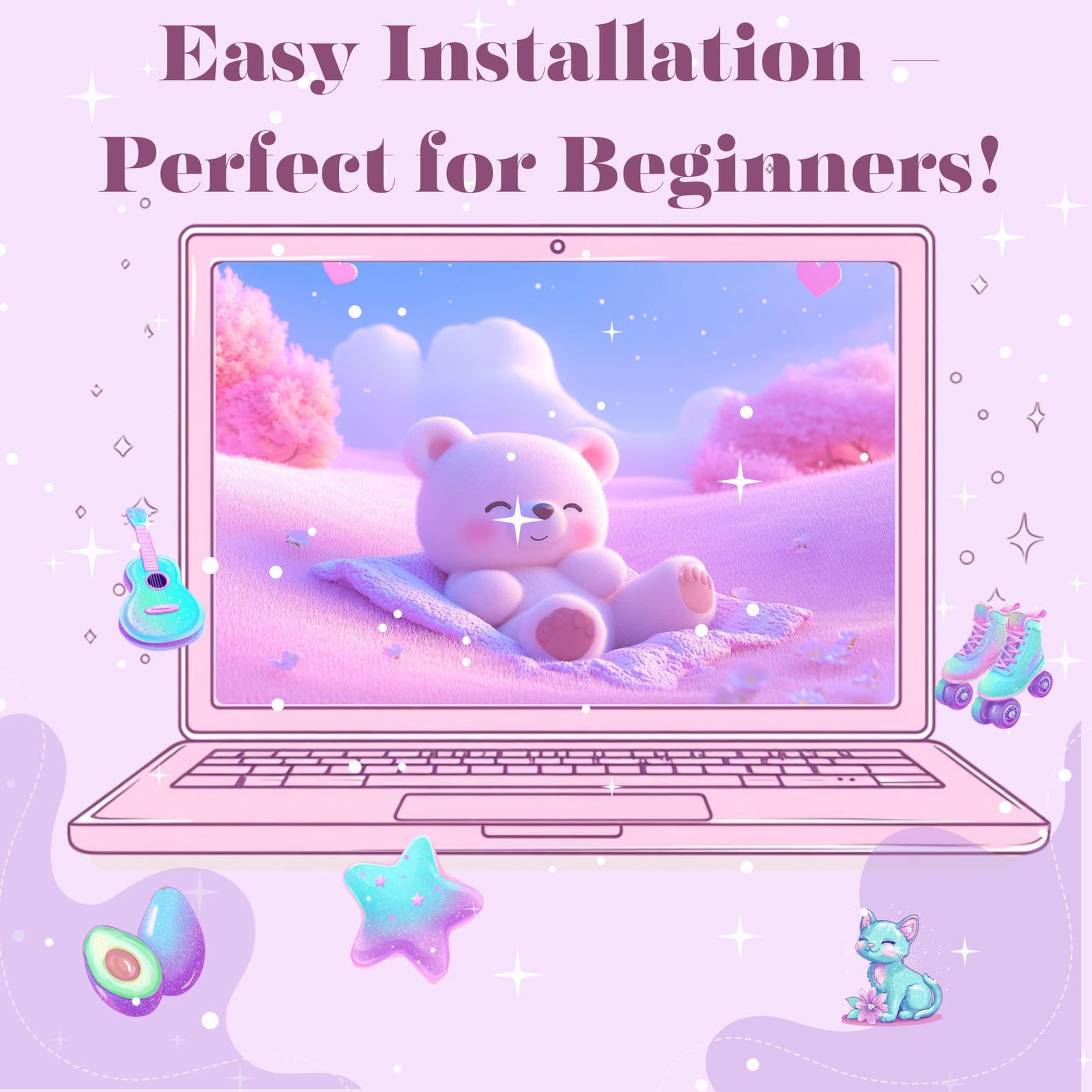 Cutecore Desktop Icons MacBook Wallpaper - Etsy