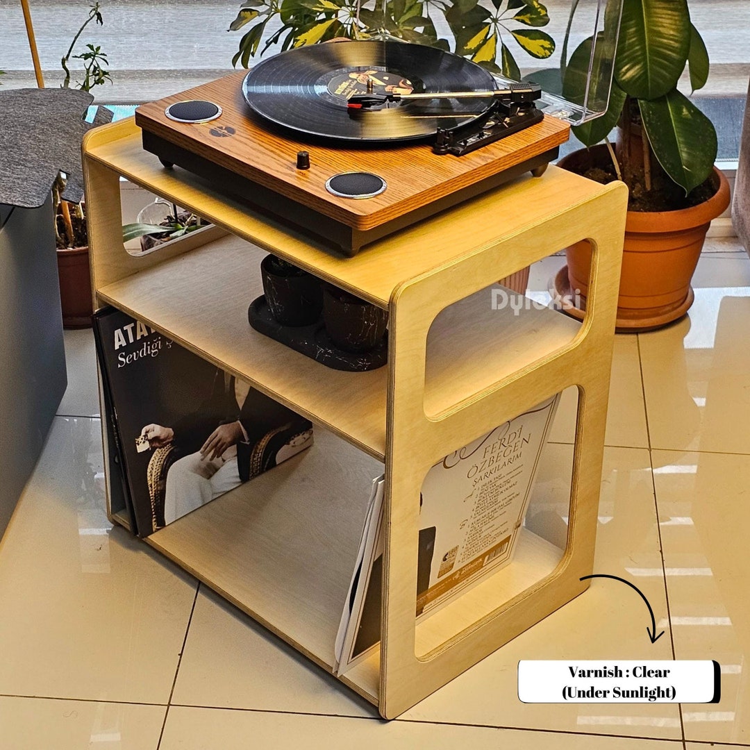 Wooden Record Player Stand – Mid-century Modern Handcrafted Turntable ...