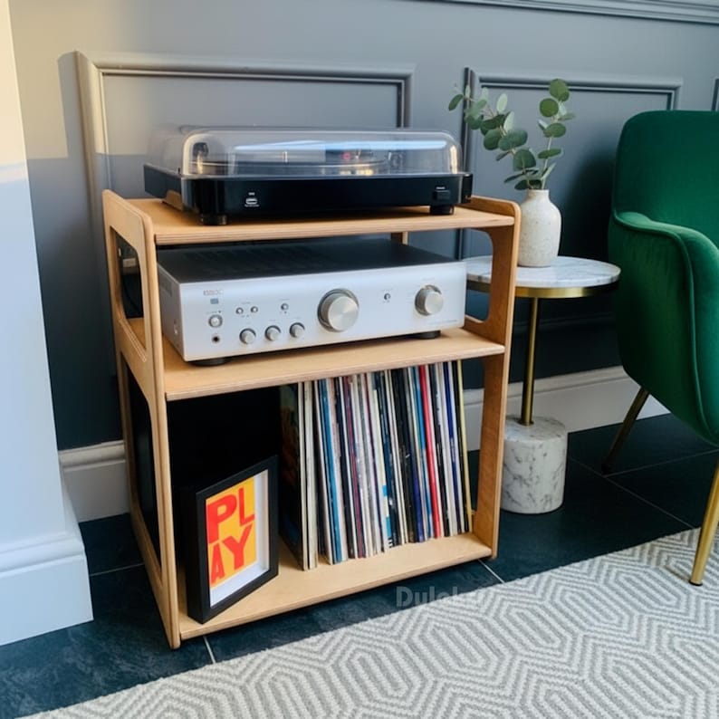 Mid-century Modern Wooden Record Player Stand – Handcrafted Turntable ...