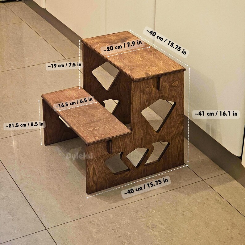 Wooden Two Step Stool, Small Step Stool, Kids Step Stool, Birch Plywood ...
